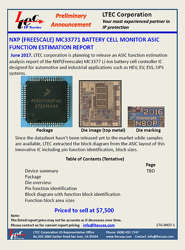 NXP (FREESCALE) MC33771 BATTERY CELL MONITOR ASIC FUNCTION ESTIMATION ...