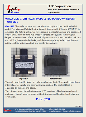 HONDA CIVIC 77GHz RADAR MODULE TEARDOWN REPORT, FRONT-SIDE - LTEC ...