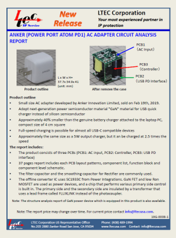 Anker AC Adapter (POWER PORT ATOM PD1) Analysis Report - LTEC Corporation