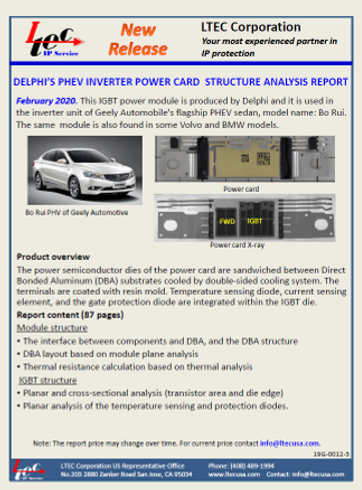 Delphi Power Card for Geely Automobile Bo Rui PHEV Analysis Report ...