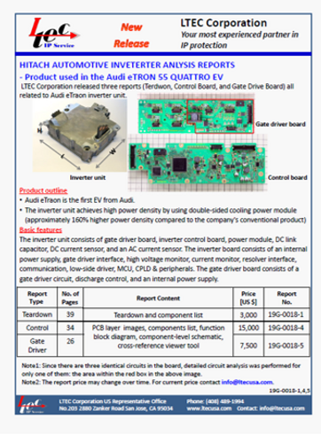 Audi eTron Hitachi Inverter analysis reports - LTEC Corporation
