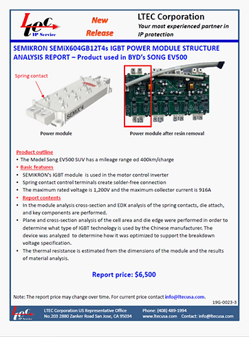 BYD Song EV 500 SEMIKRON Power Module structure analysis report - LTEC ...