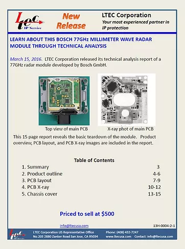 BOSCH 77GHz MILLIMETER WAVE RADAR MODULE TEARDOWN REPORT - LTEC Corporation
