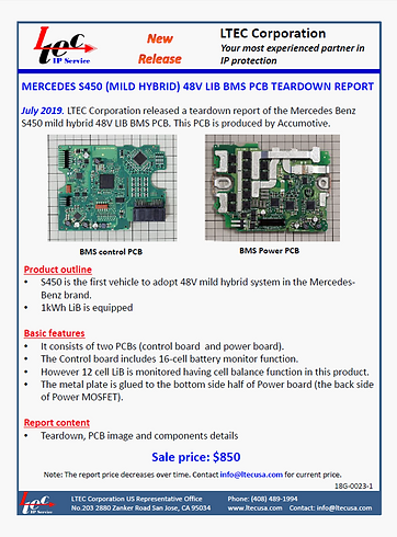 MERCEDES S450 (MILD HYBRID) 48V LIB BMS PCB TEARDOWN REPORT - LTEC ...