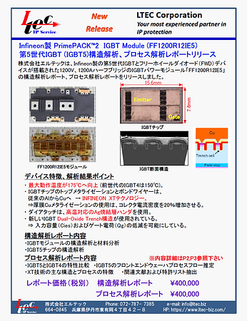 Infineon製 PrimePACK™2 IGBT Module (FF1200R12IE5) 第5世代IGBTの 構造解析レポート ...